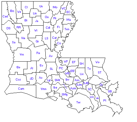 Louisiana Parish Map