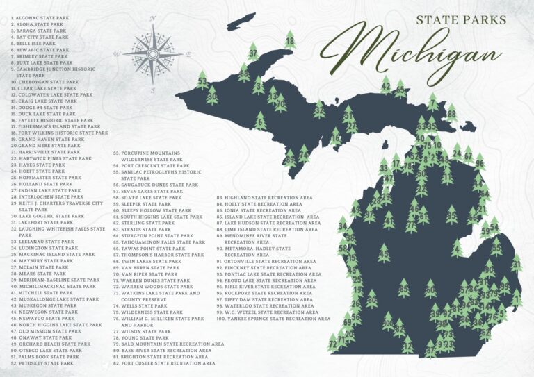 Michigan State Park Map: 100 Places to Enjoy the Outdoors